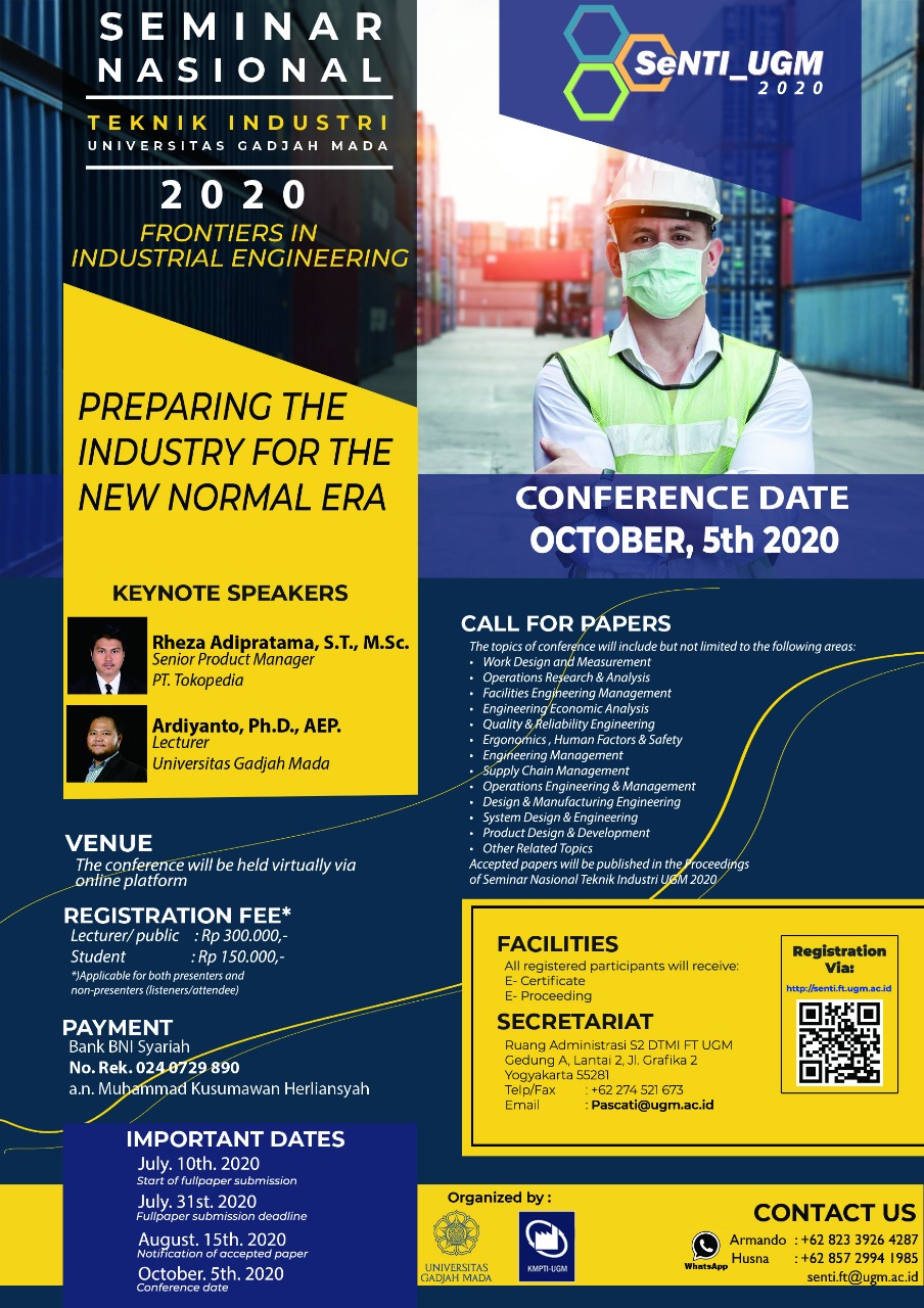 Seminar Nasional Teknik Industri UGM 2020 – Fakultas Teknik Universitas Indonesia