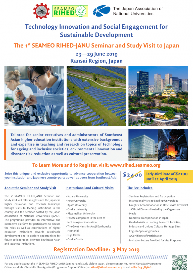The 1st SEAMEO RIHED-JANU Seminar and Study Visit to Japan – Fakultas ...